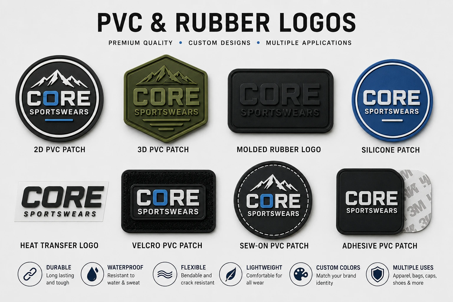 Pvc & Rubber Logos Manufacturer | Custom Designs | Low MOQ